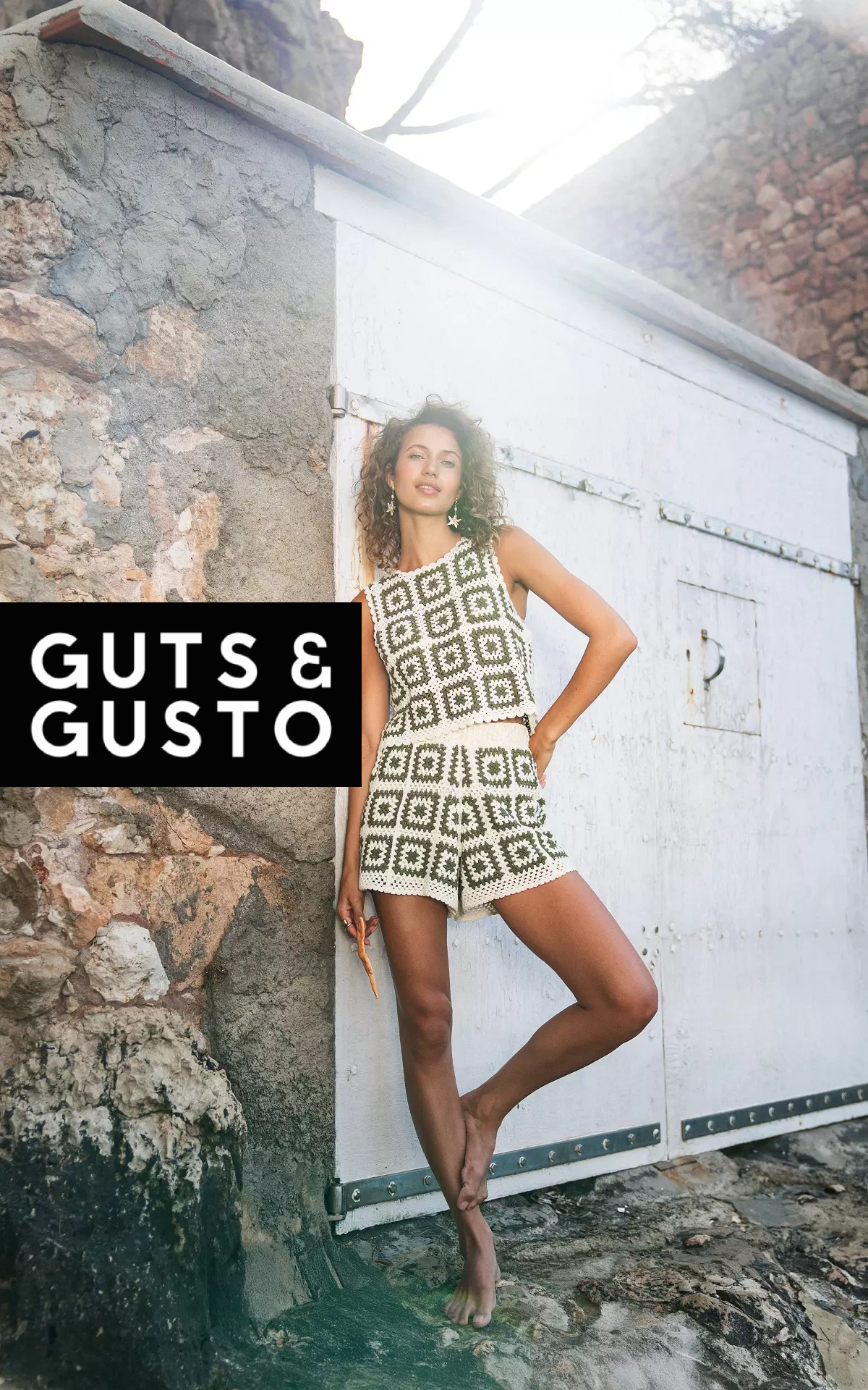 Crochet shorts - White Green | Guts & Gusto | GUTSGUSTO.COM