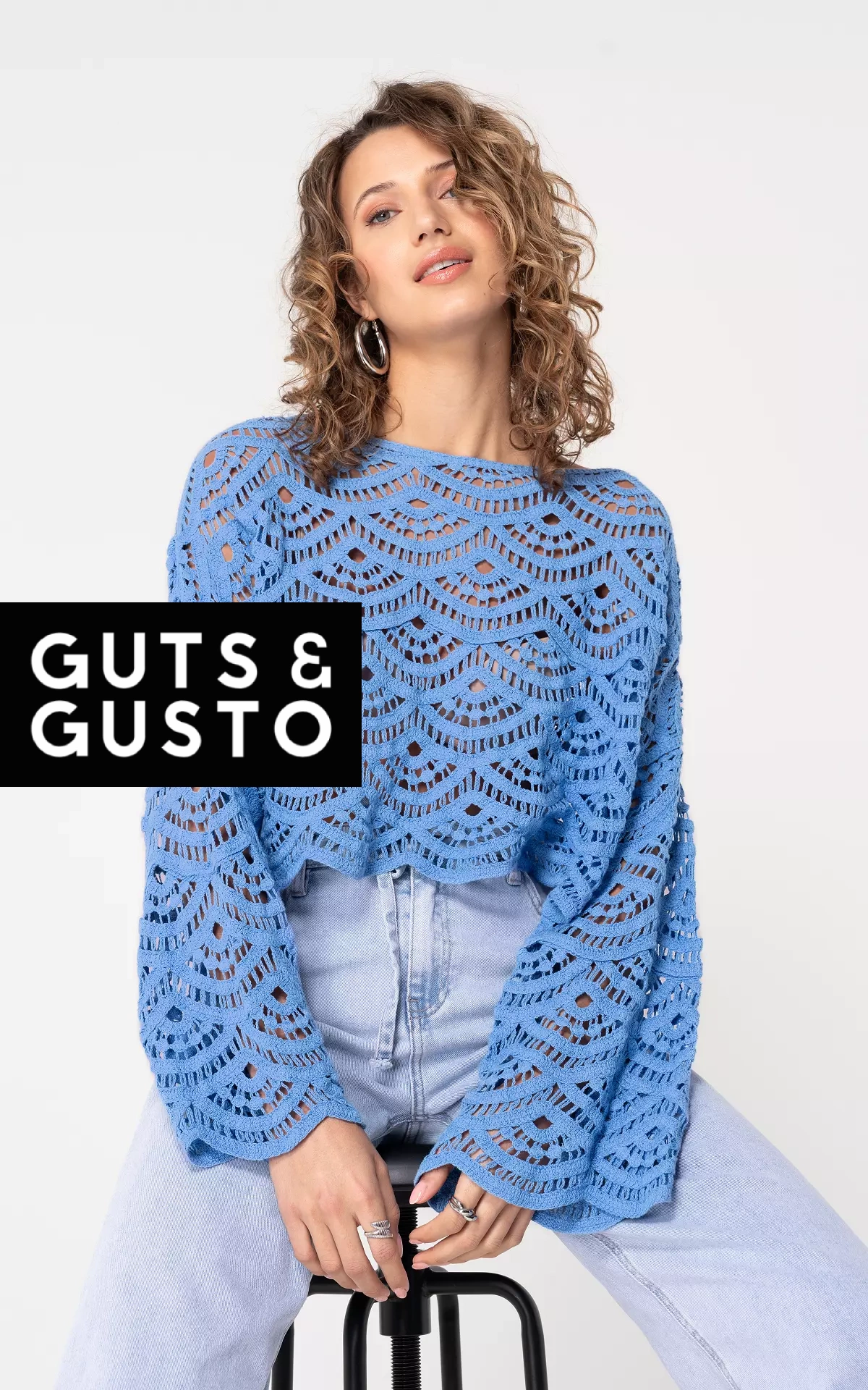 Top with wide sleeves - Blue | Guts & Gusto | GUTSGUSTO.COM