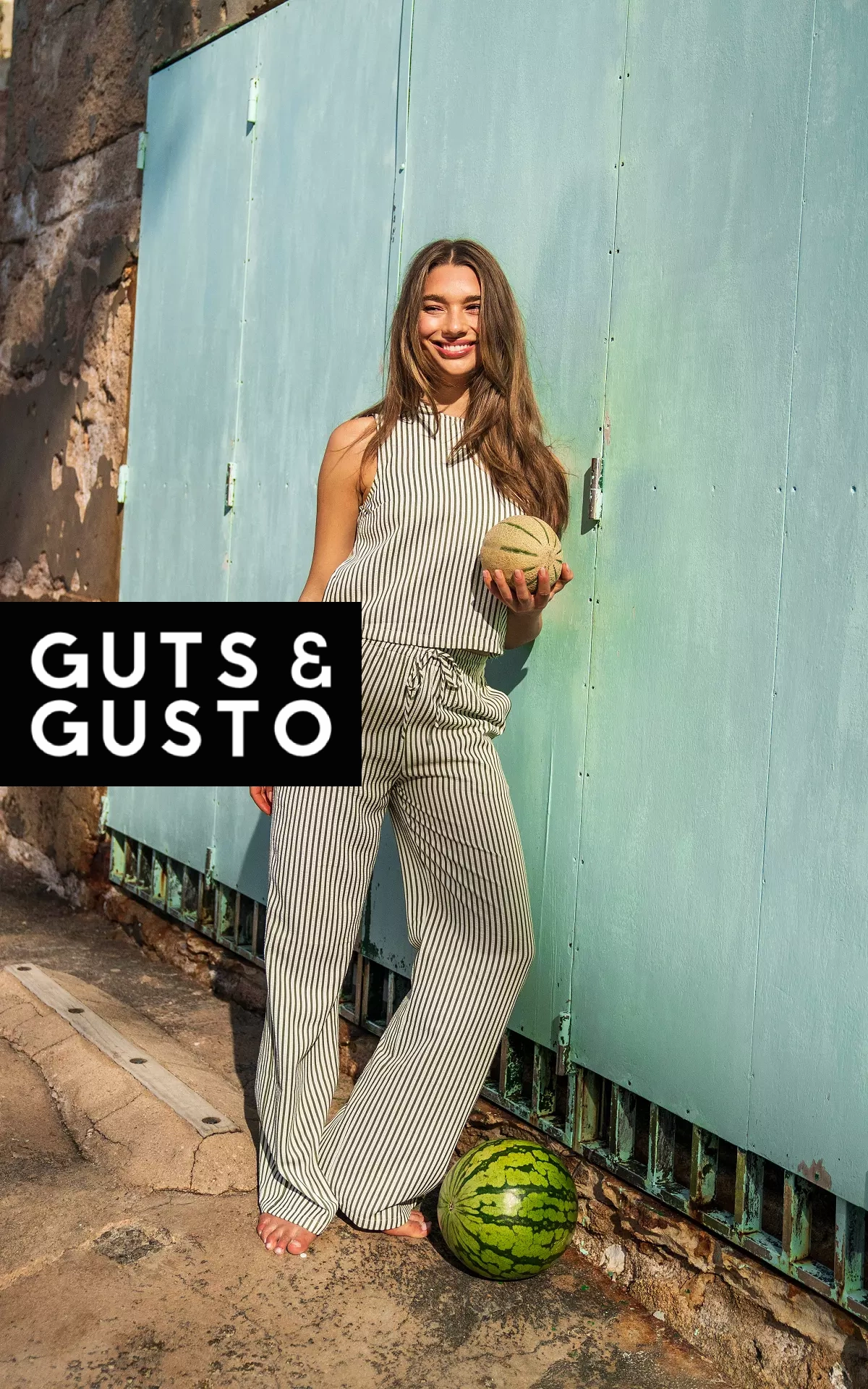 Streeppatroon broek - Wit Groen | Guts & Gusto