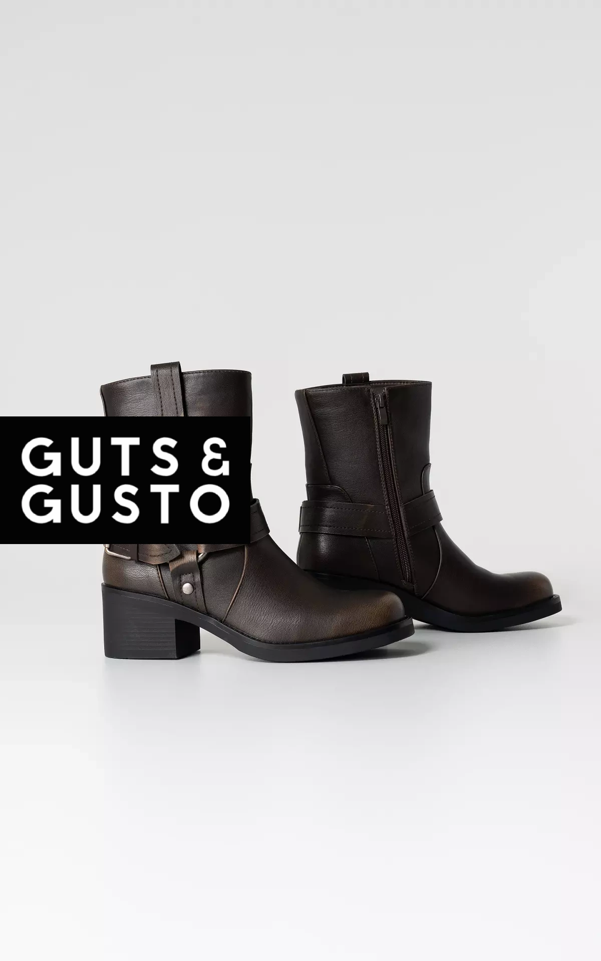 Boots with silver-coloured buckle - Brown | Guts & Gusto