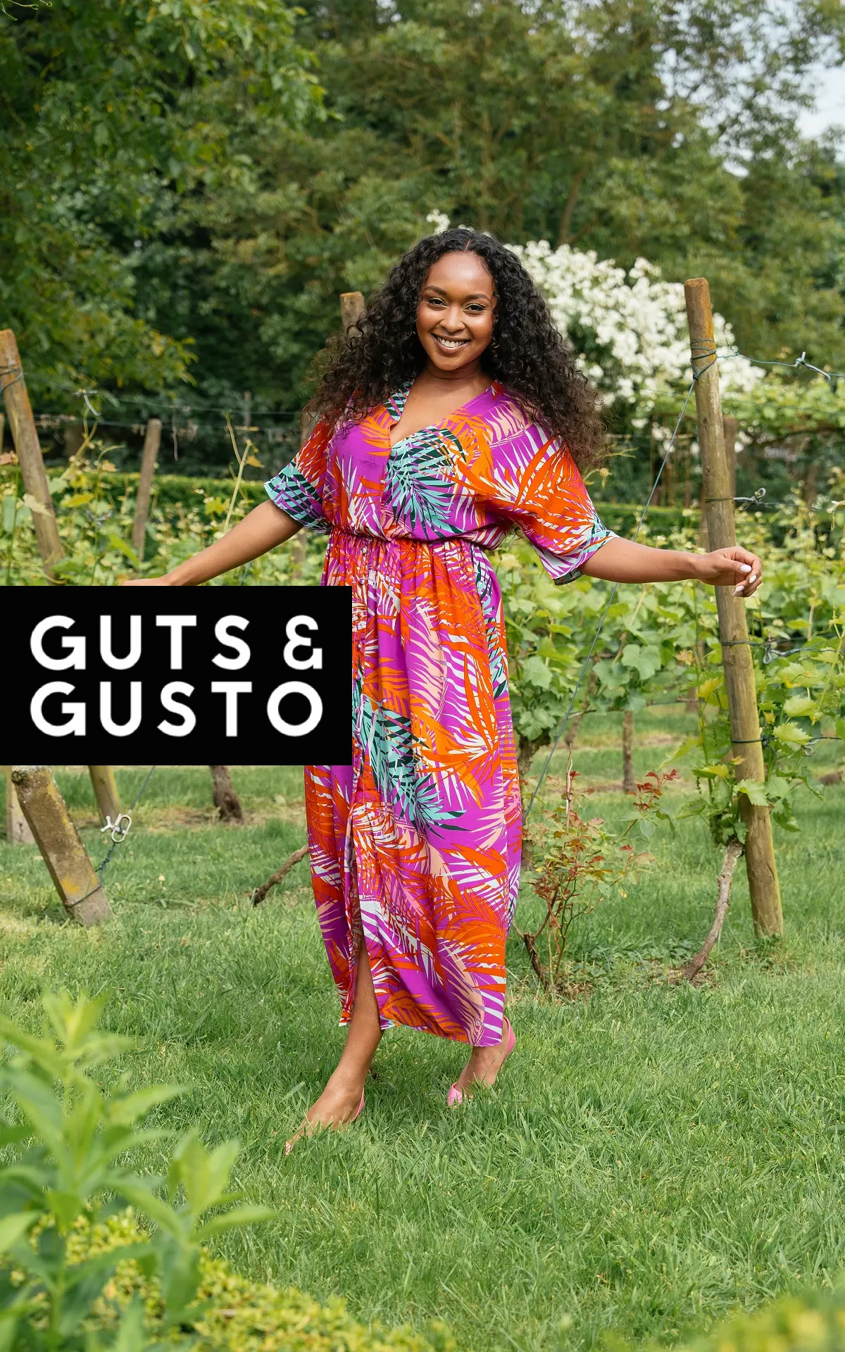 Maxi dress with v-neck - Purple Orange | Guts & Gusto