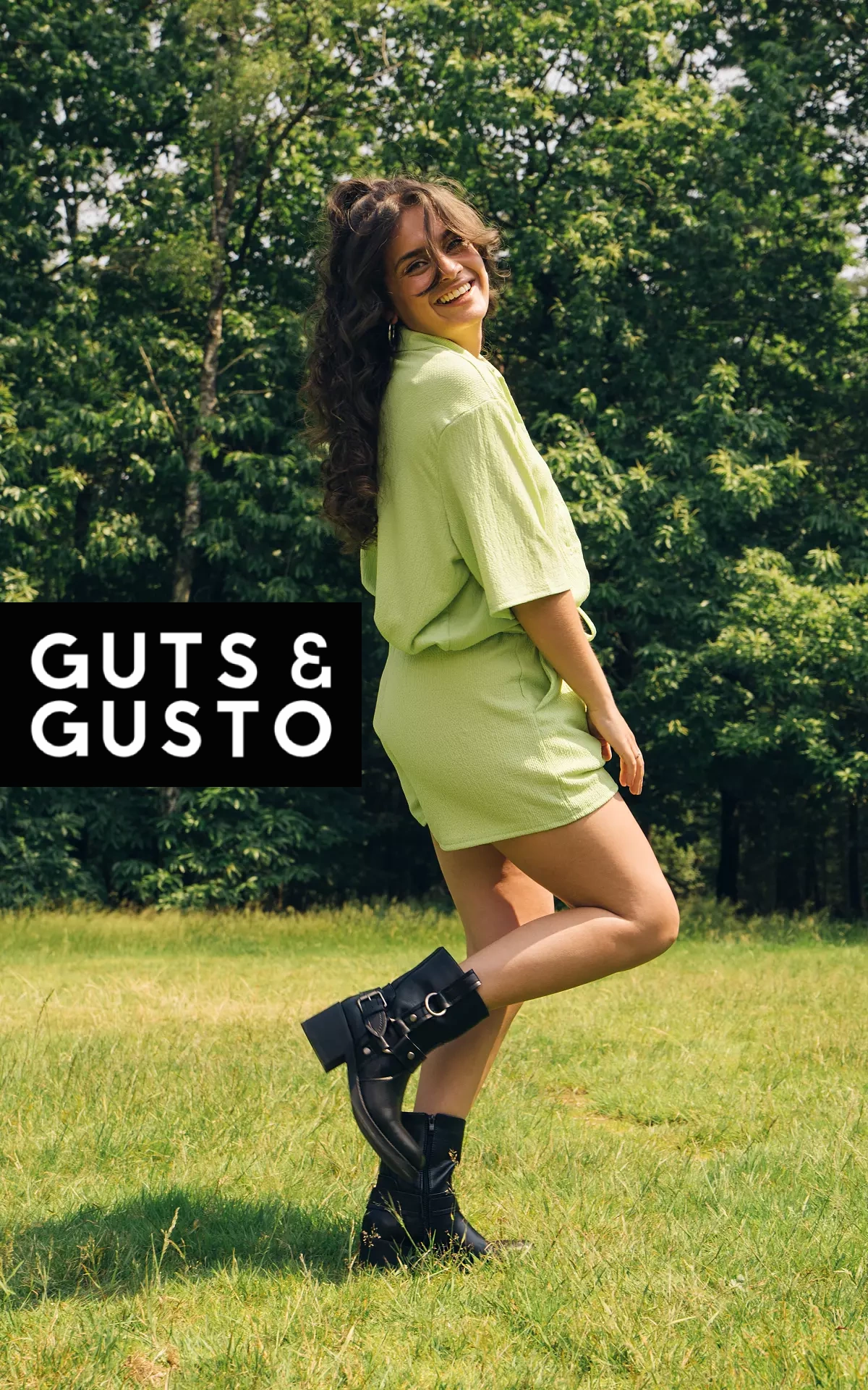 Short met structuur - Limegroen | Guts & Gusto