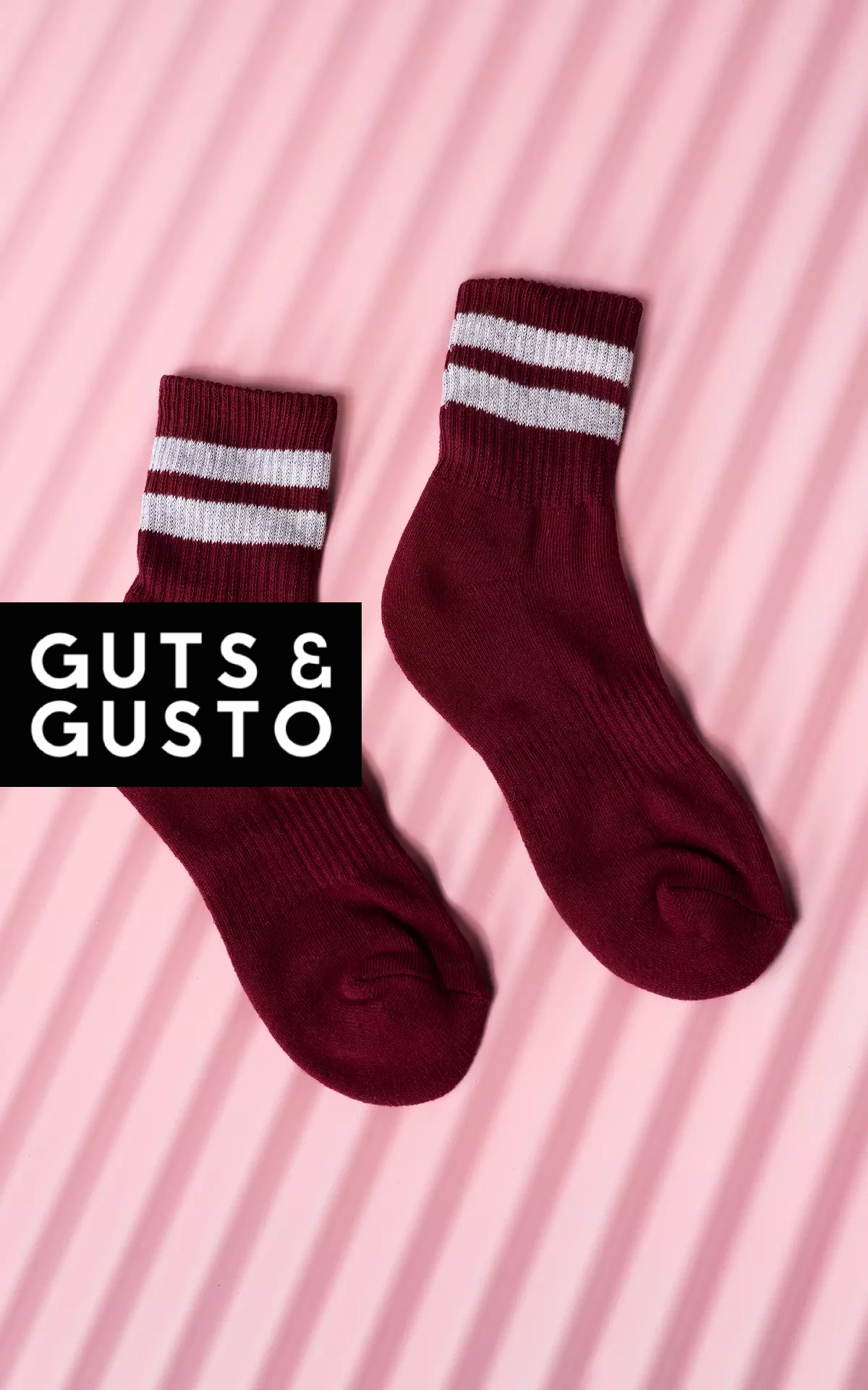 Sok met strepen - Bordeaux Lichtgrijs | Guts & Gusto